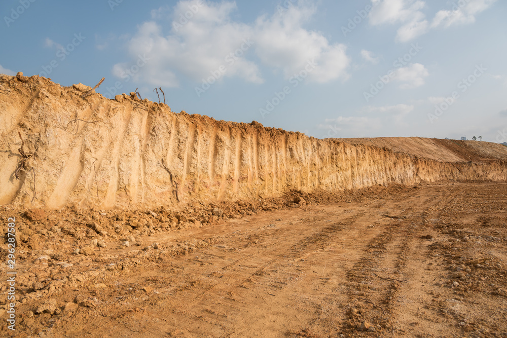 Outdoor construction dirt road earthwork and sky landscape Stock Photo ...