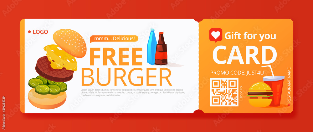 Voucher food in vintage style on white background. Discount for burger ...