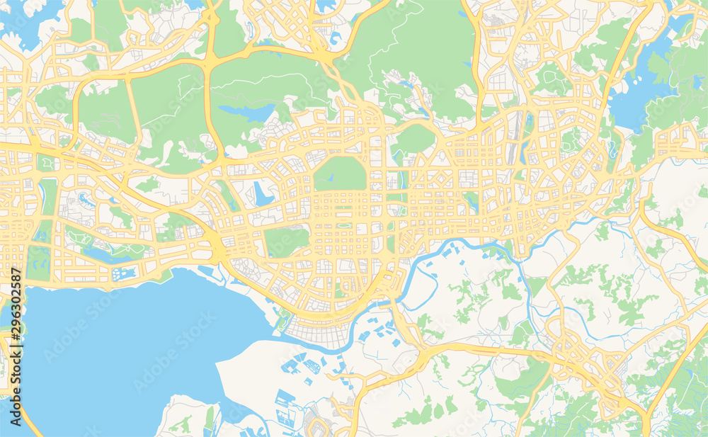 Printable street map of Shenzhen, China Stock Vector | Adobe Stock