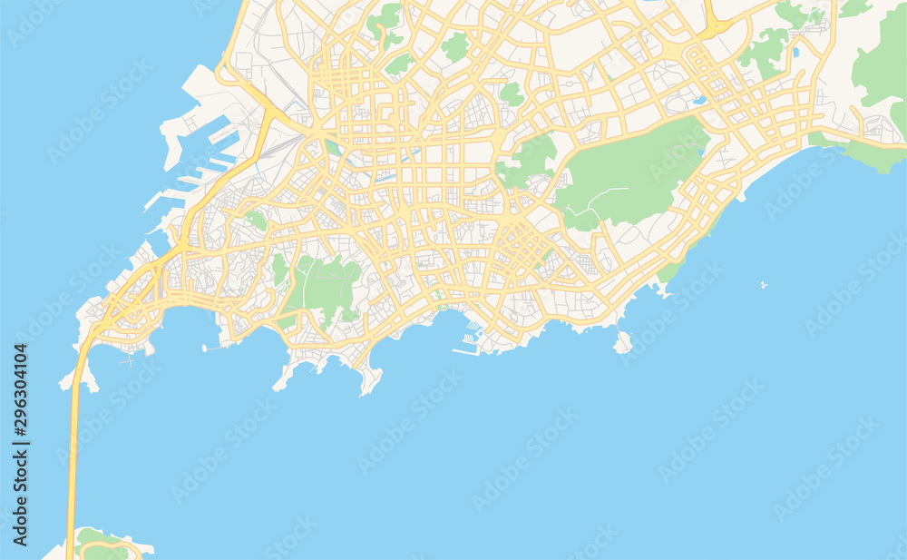 Printable street map of Qingdao, China Stock Vector | Adobe Stock