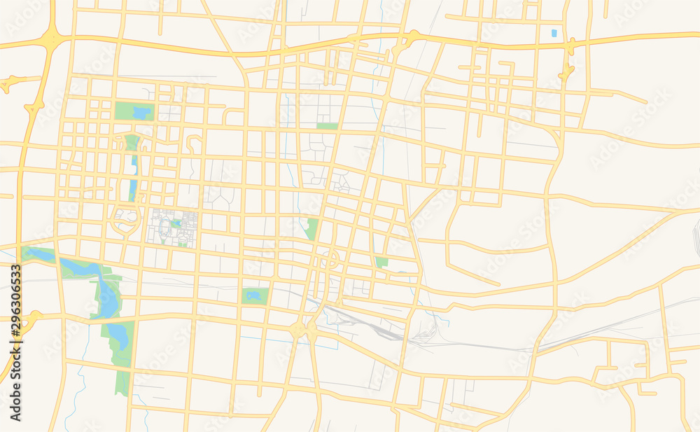 Printable street map of Zibo, China Stock Vector | Adobe Stock