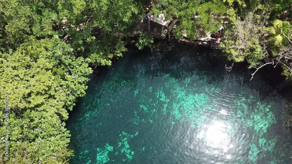 Mexican Cenote, Natural Pool in The Middle of Jungle. Top Down Bird Eye ...