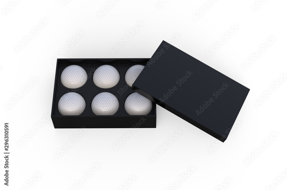 Six Golf ball gift box package, golf ball set mock up template on ...