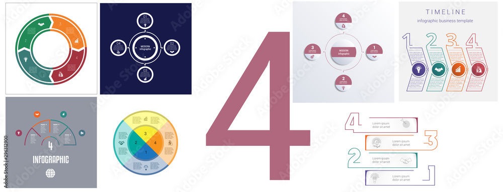 Seven templates for modern infographic 4 positions Stock Vector | Adobe ...