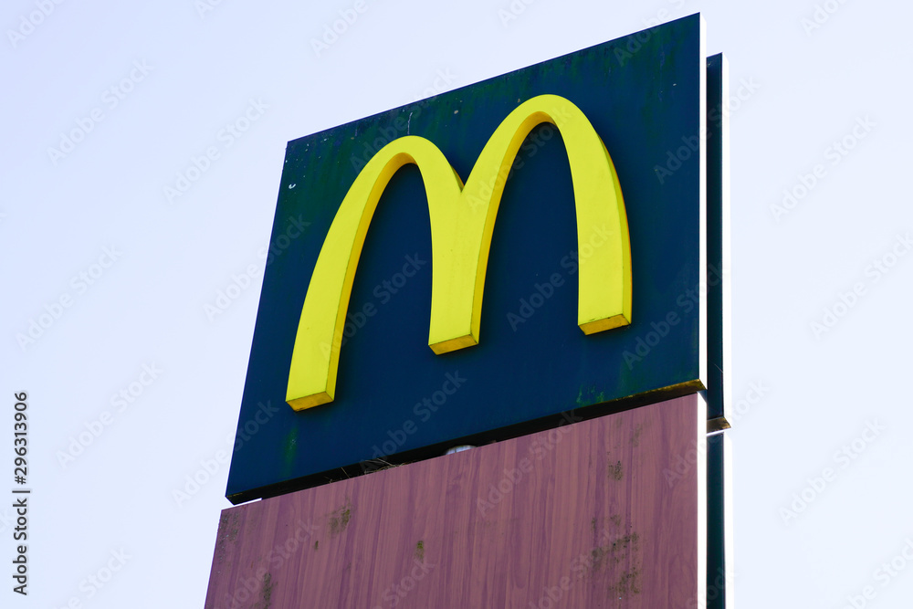 McDonald restaurant sign logo store American fast food company Stock ...