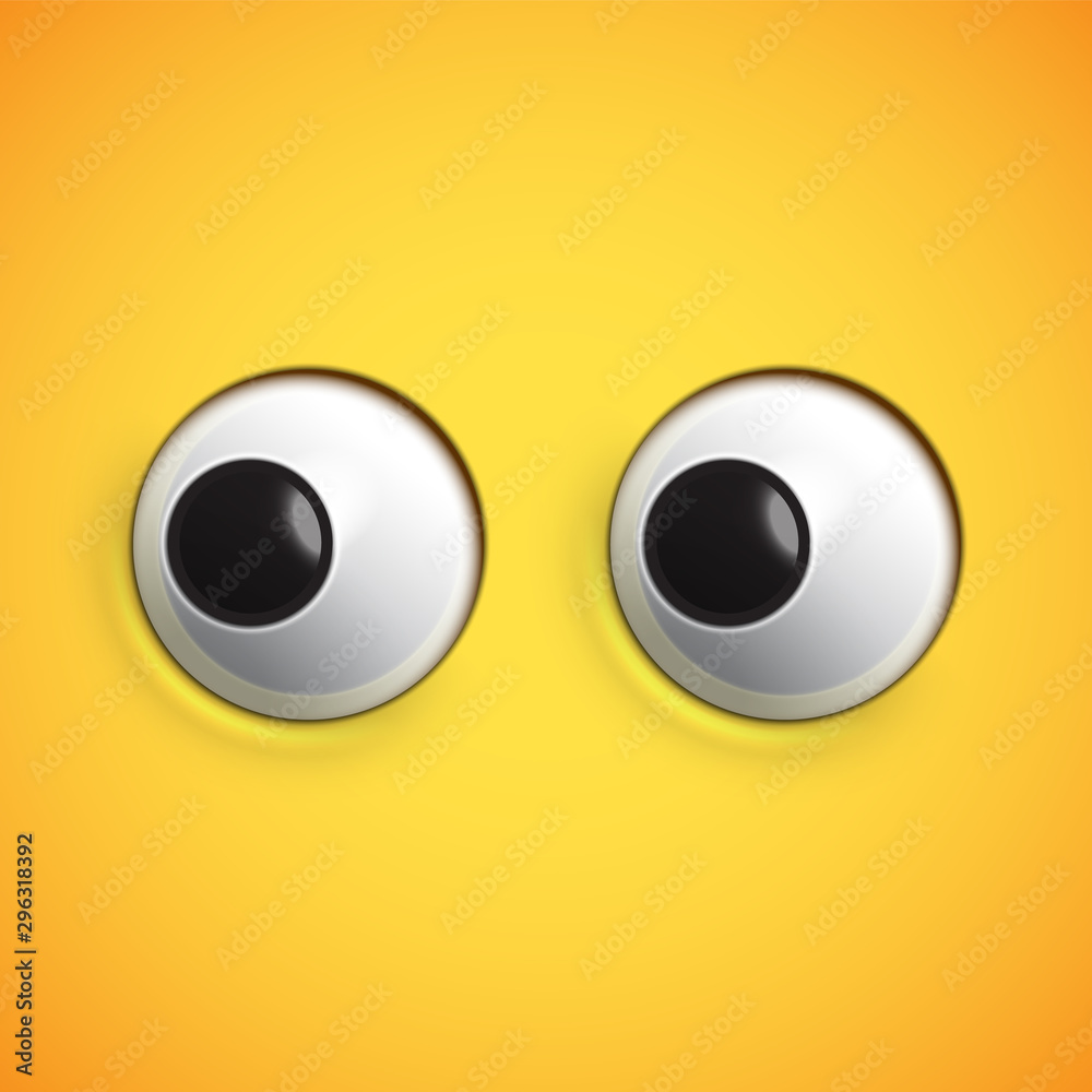 Yellow high-detailed emoticon eyes looking left, vector illustration ...