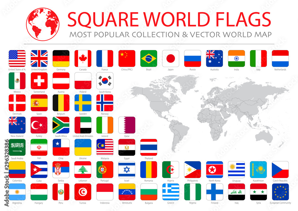 Fotografía Vector high quality collection set of major world countries ...