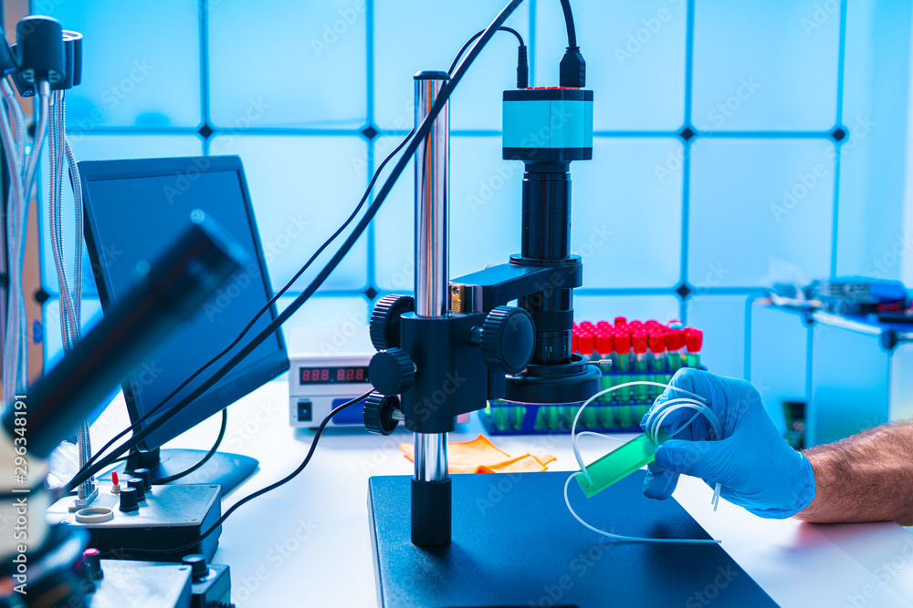 Design development Lab On Chip device in microfluidic lab Stock Photo ...