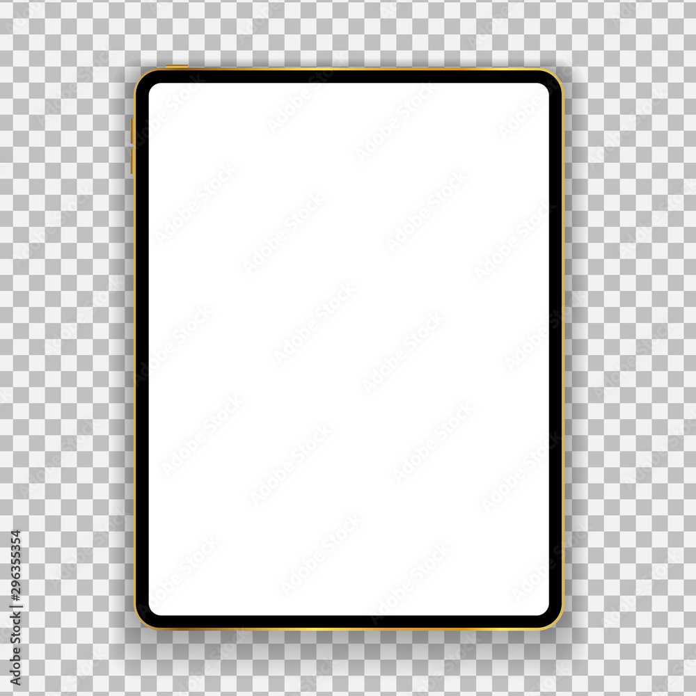 New design of gold tablet in trendy thin frame style with shadow ...