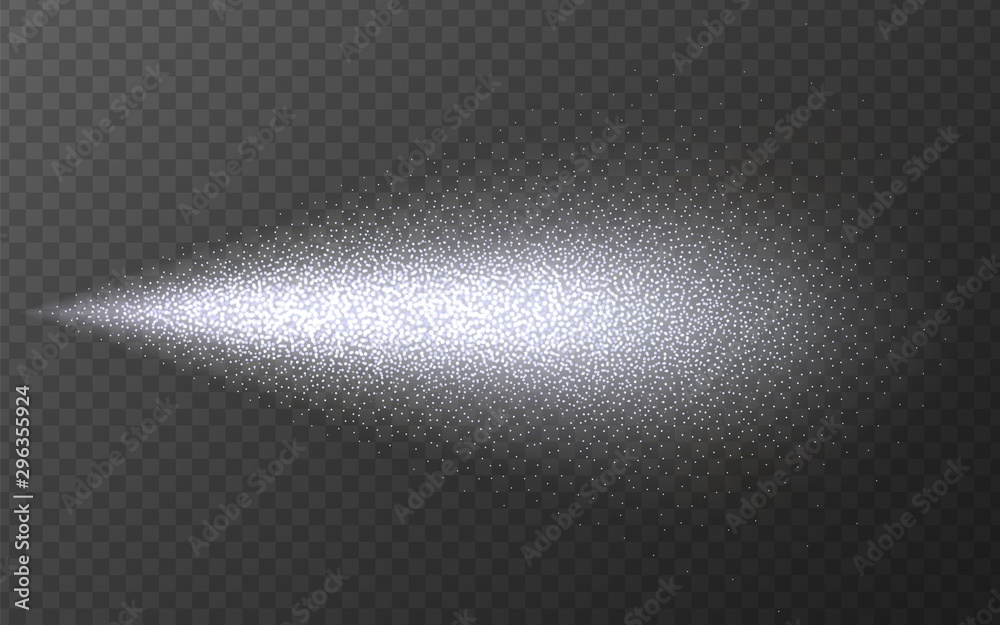 Silver spray paint with glitter particles isolated on transparent ...