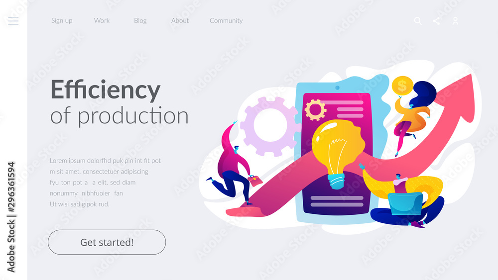 Productivity, efficiency of production, qualification concept on white ...