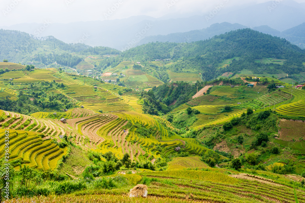 The rice terraces heritage on the majestic mountains range and deep ...