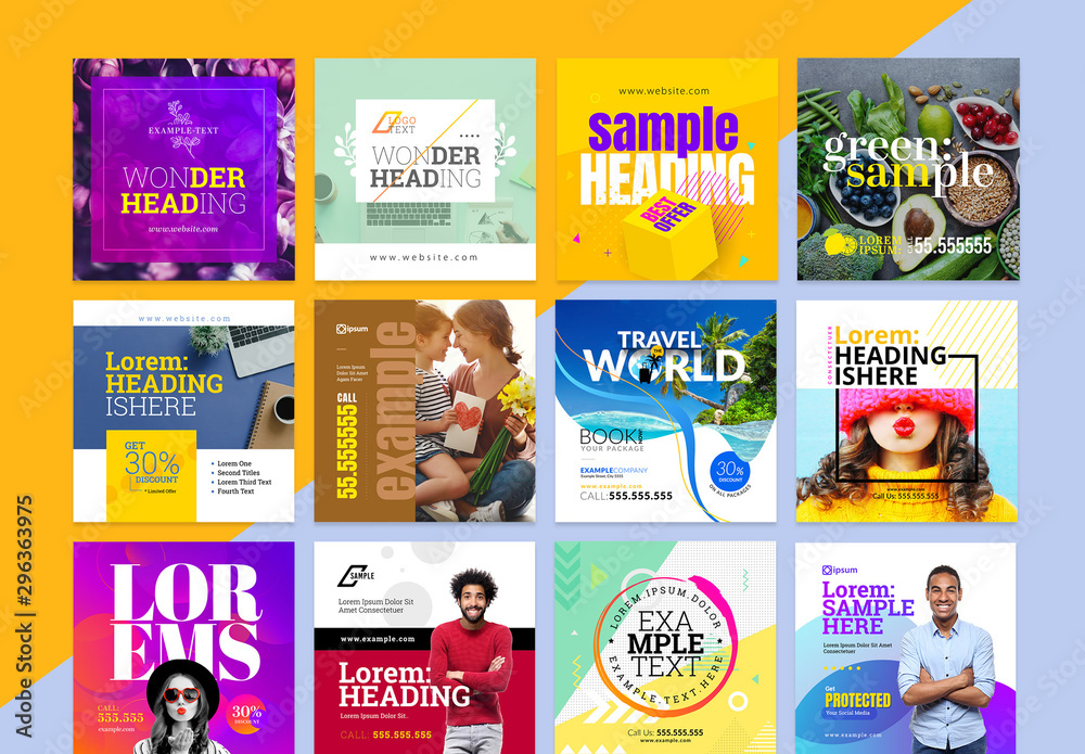 Square Social Media Post Layouts Stock Template | Adobe Stock