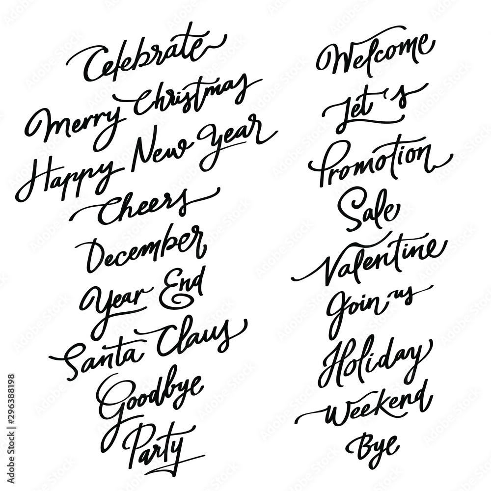 Hand written celebration wording vector set. Stock Vector | Adobe Stock