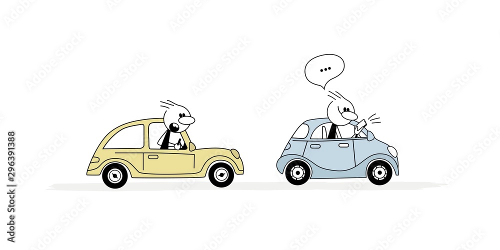 Doodle stick figure: two drivers. Vector. Stock Vector | Adobe Stock