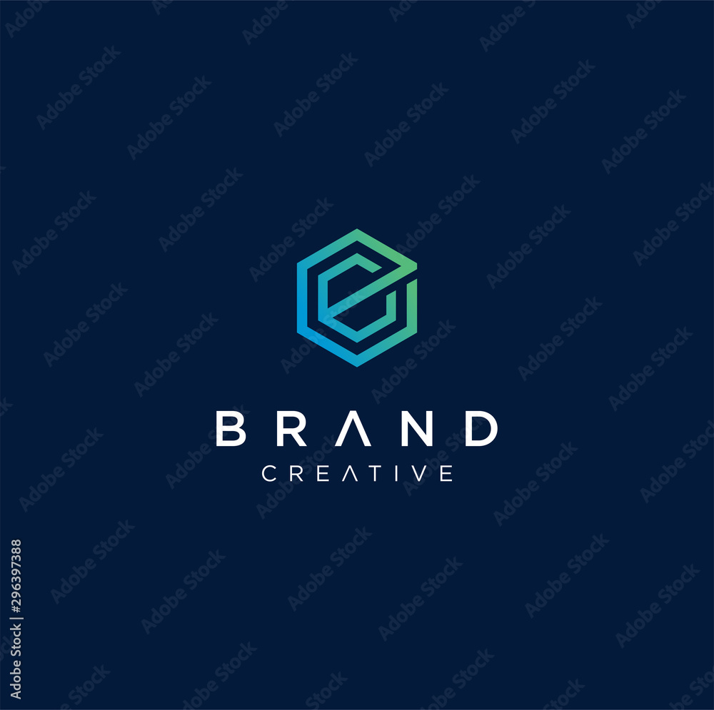 Hexagon Letter E Tech Logo. Abstract Hexagon Alphabet Initial letter E ...