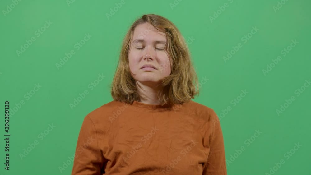 Woman Smelling Something Stinky The Can Not Be Seen. Studio Isolated ...