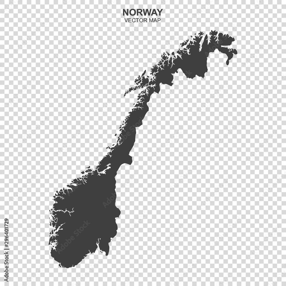 political map of Norway isolated on transparent background Stock Vector ...