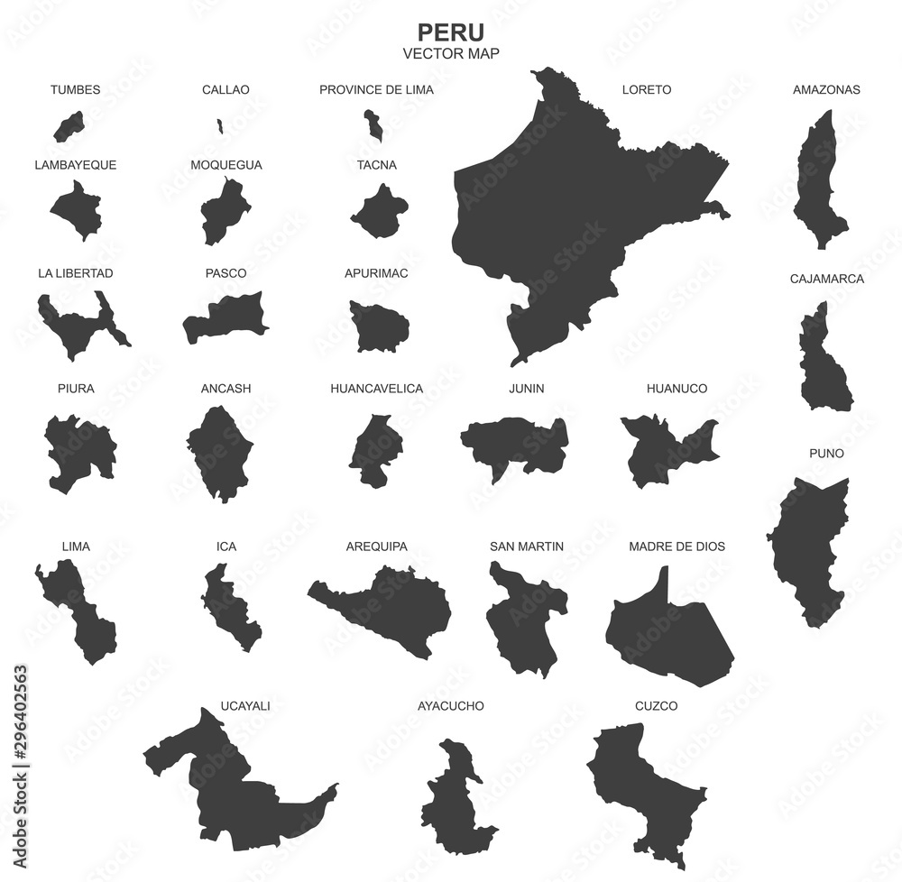 political map of Peru isolated on white background Stock Vector | Adobe ...