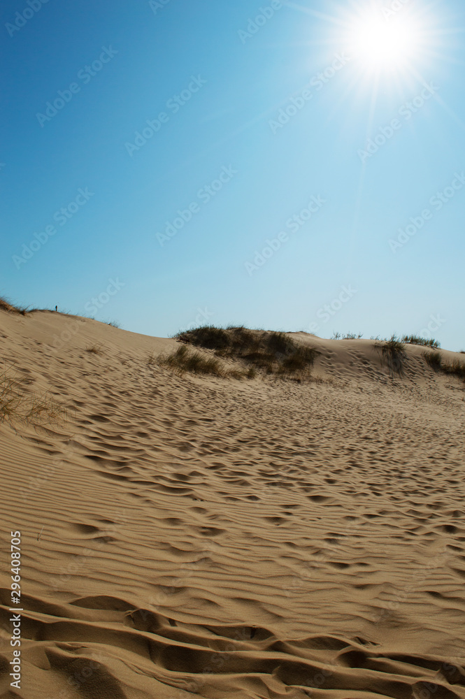 Oleshky Sands on a blue sky in the Kherson region in Ukraine, the ...