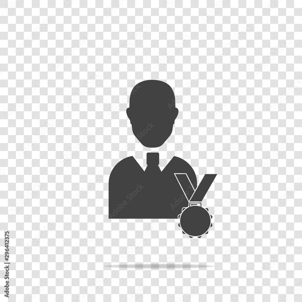 Vector icon Certified person. Image of man and medal. Symbol reward ...