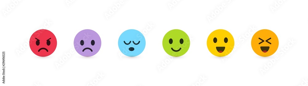 Set of vector emoticons with different emotions. Feedback scale ...