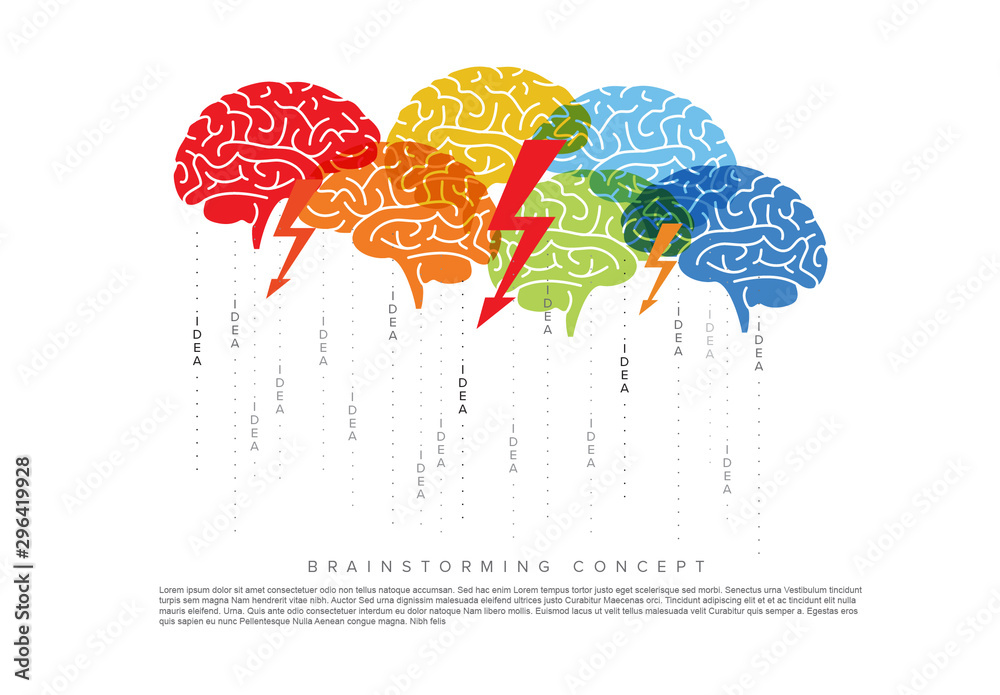 Brainstorming Infographic with Illustrative Elements Stock Template ...