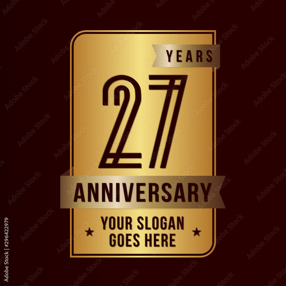 27 years anniversary design template. Twenty-seven years celebration ...