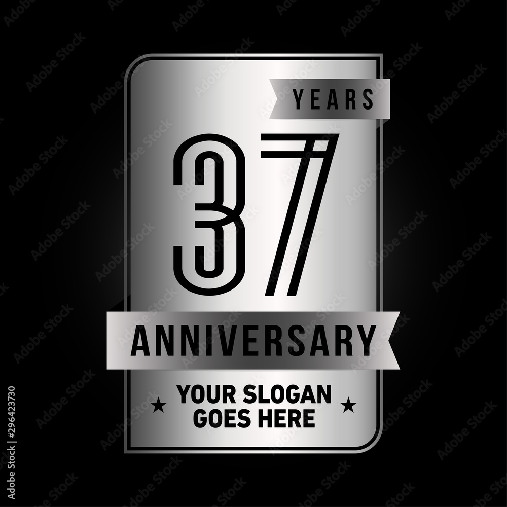 37 years anniversary design template. Thirty-seven years celebration ...