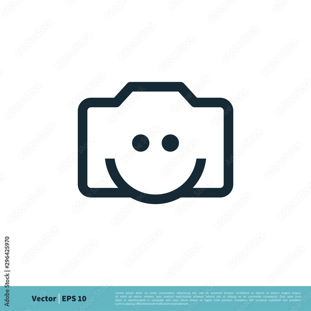 Happy / Smile Face Camera Icon Vector Logo Template Illustration Design ...
