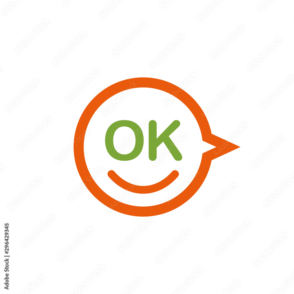 Smile icon. With eye ok text, art vector illustration chat bubble Stock ...
