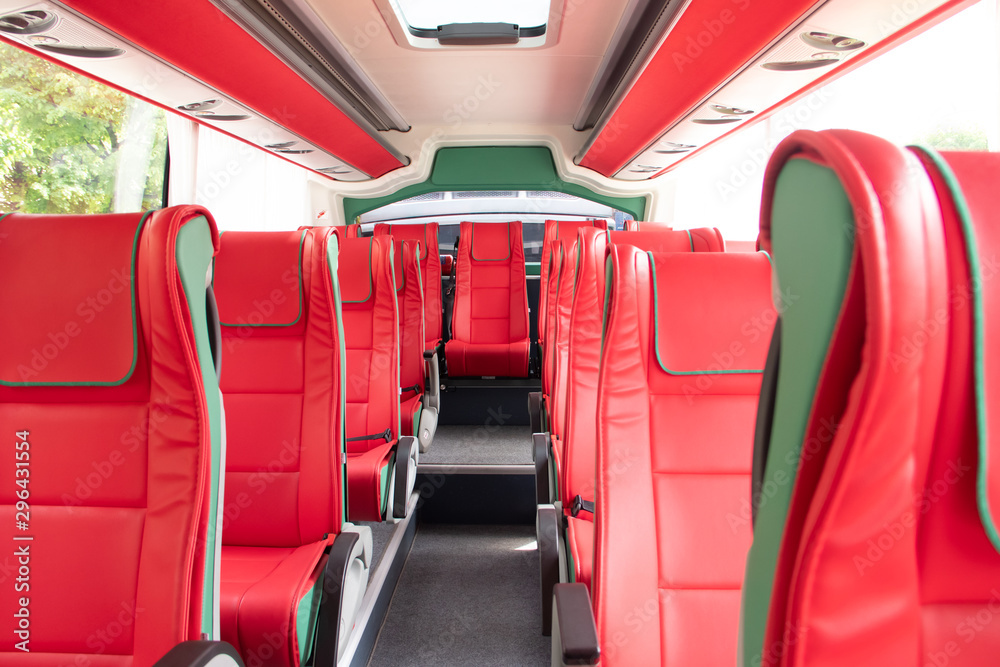 Seats on the bus. Public transport . Carriage of passengers. Stock ...