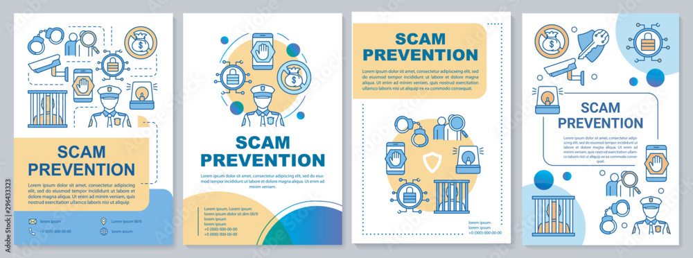 Scam prevention brochure template. Fraud protection flyer, booklet ...
