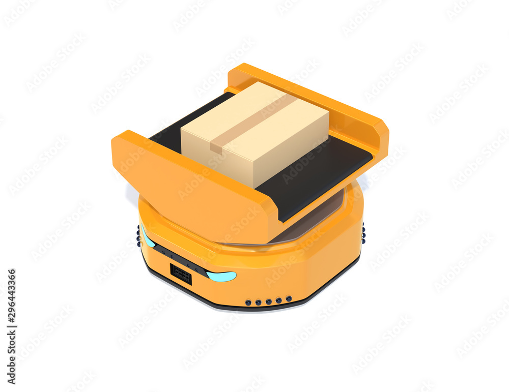 AMR (Autonomous Mobile Robot) isolated on white background. Warehouse ...