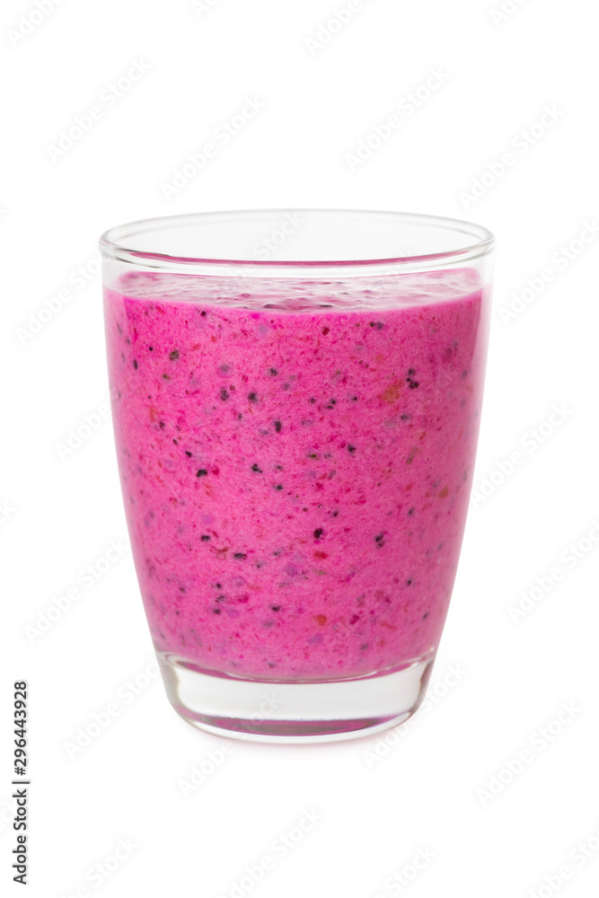 Vertical image of glass of red dragon fruit with coconut milk super ...