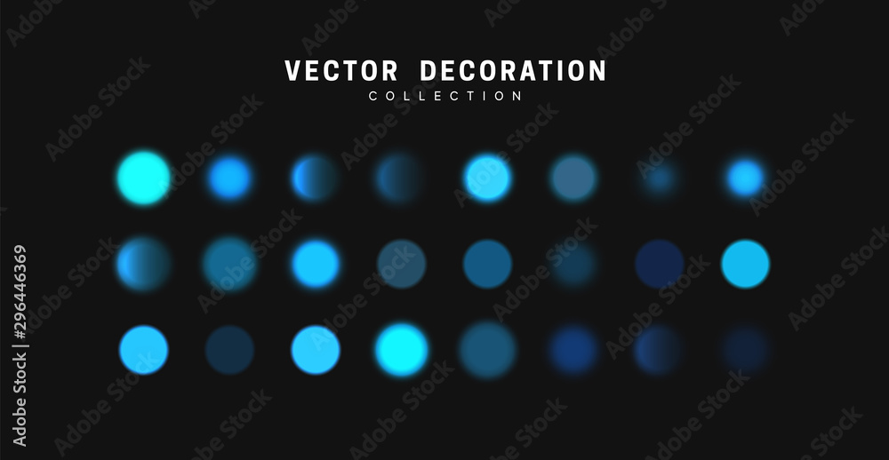 Glowing blue bokeh lights. Sparkles vibrant blurry round dots glow ...