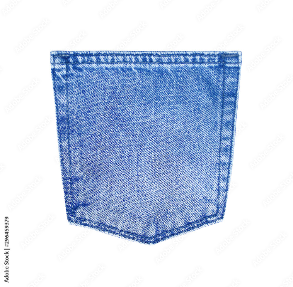 blue jeans back pocket texture isolated on white background with ...