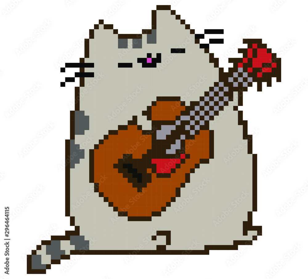 Cat pixel art on white background. Stock Vector | Adobe Stock