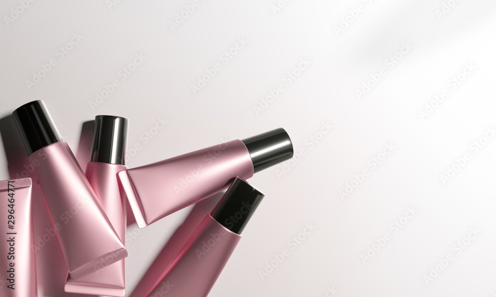 Tubes - 3d render illustration. Blank face cream - Rose Gold tube ...