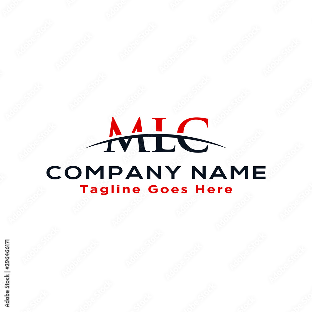 Initial letter MLC, overlapping movement swoosh horizon logo company ...