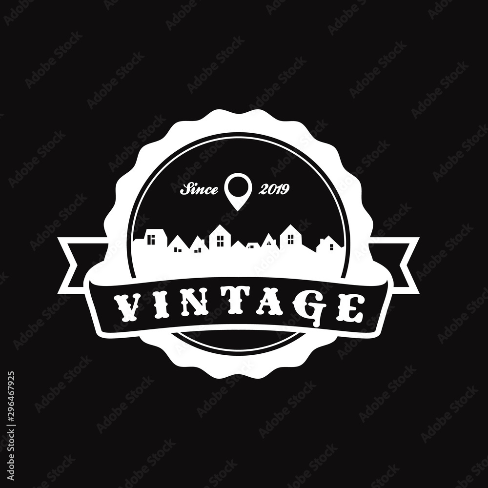silhouette city for Retro vintage badge / emblem logo design ...