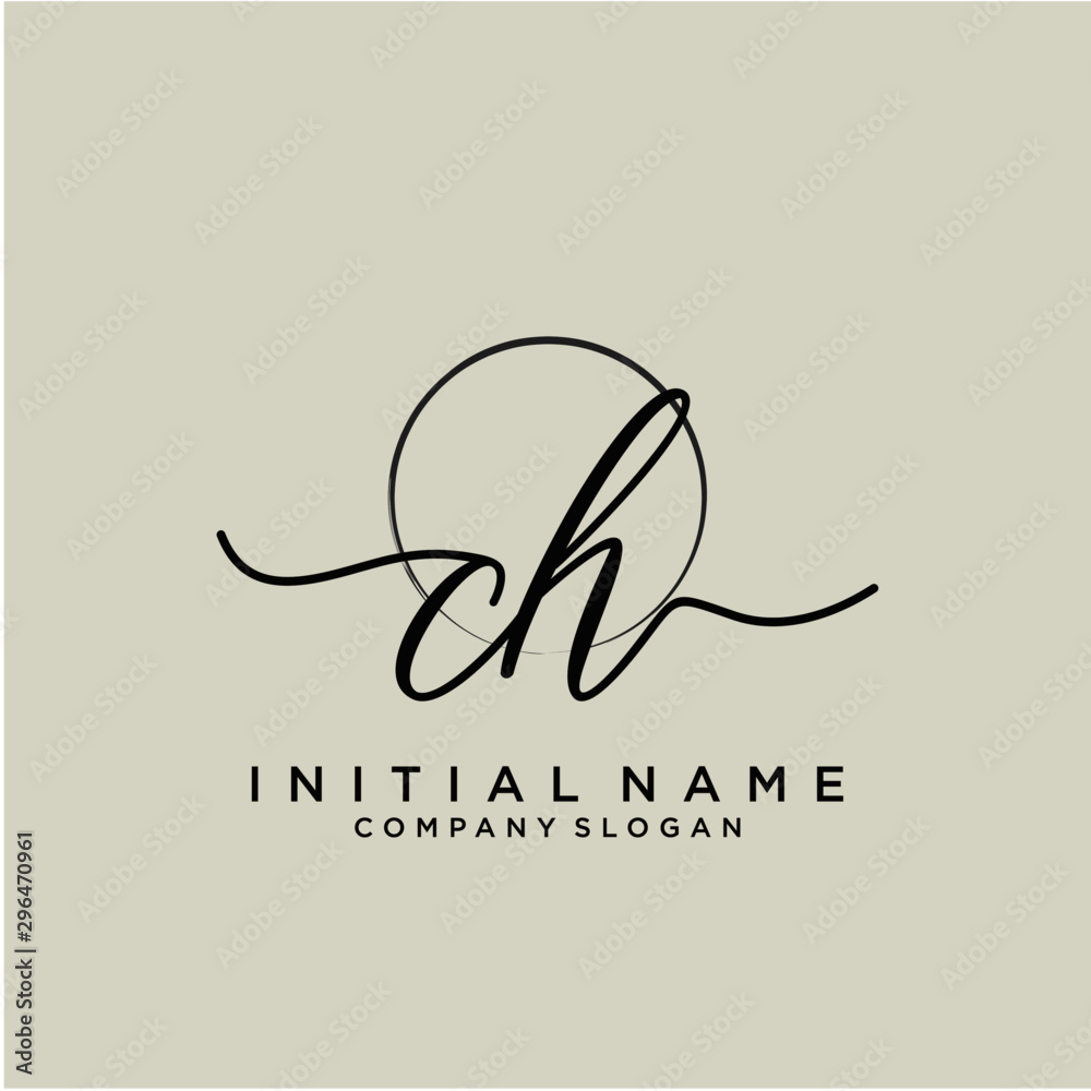 CH Initial handwriting logo with circle template vector. Stock Vector ...