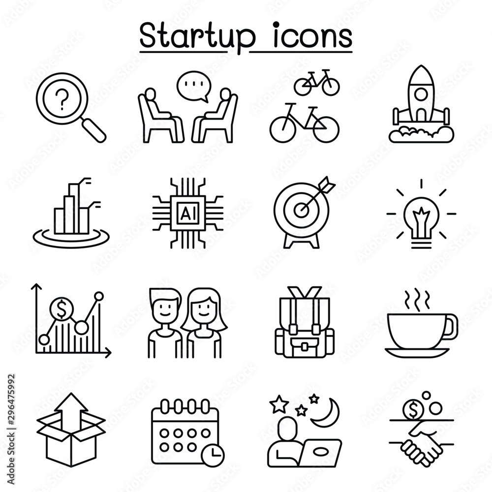 Startup icon set in thin line style Stock Vector | Adobe Stock