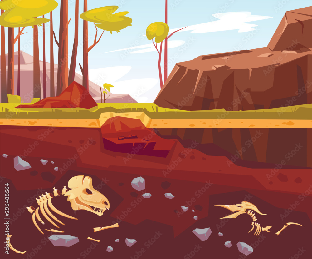 Archaeological excavations, cartoon vector illustration. Natural ...
