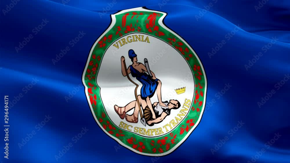 Flag of Virginia video waving in wind. Realistic US State Flag ...