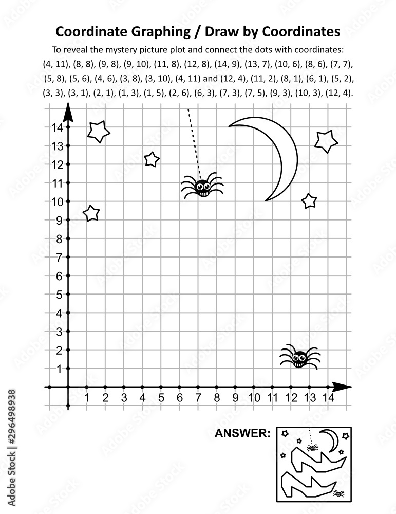 Coordinate graphing, or draw by coordinates, math worksheet with ...