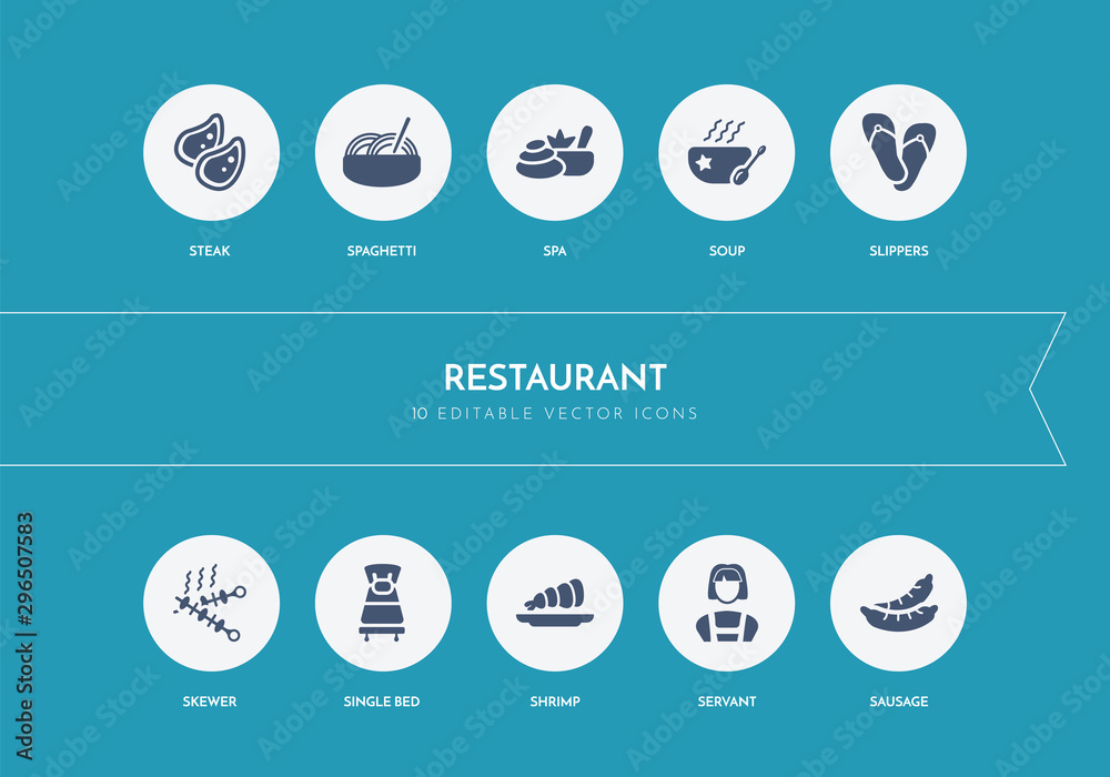 10 restaurant concept blue icons Stock Vector | Adobe Stock