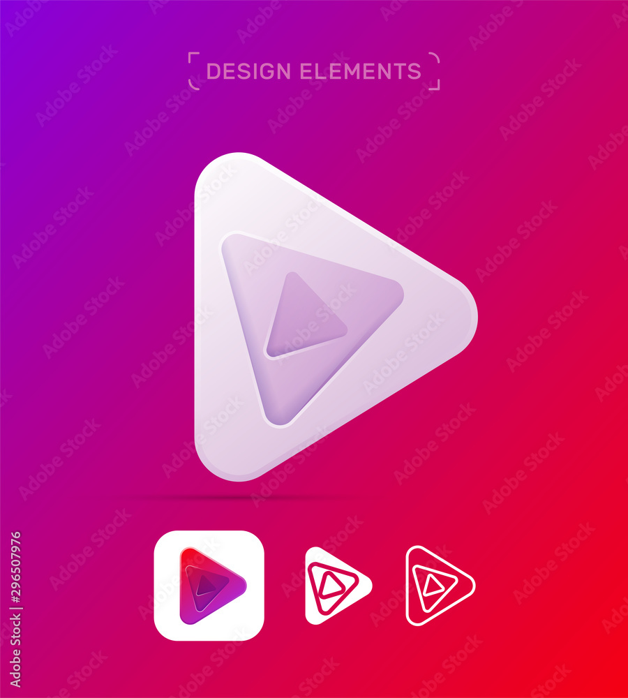 Vector origami paper play button logo design icon. App, material design ...
