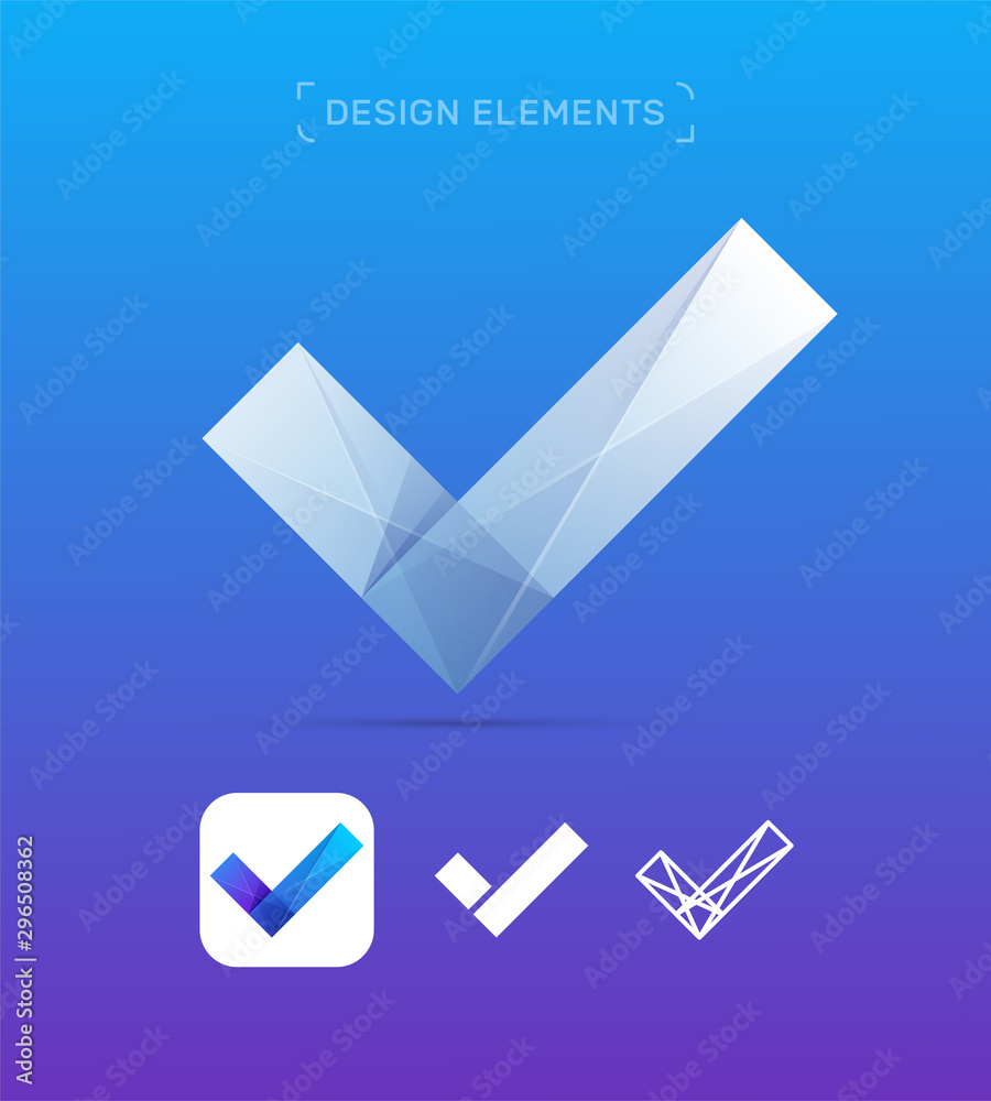 Check mark icon design. Logo, application icon, presentation ...