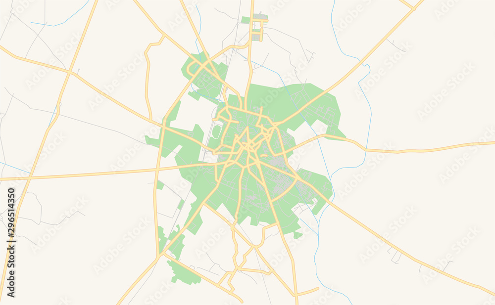 Printable street map of Meerut, India Stock Vector | Adobe Stock